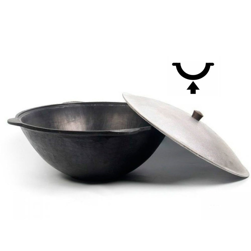 Uzbek cast iron kazan 22 l with round bottom and lid - Cast iron ...